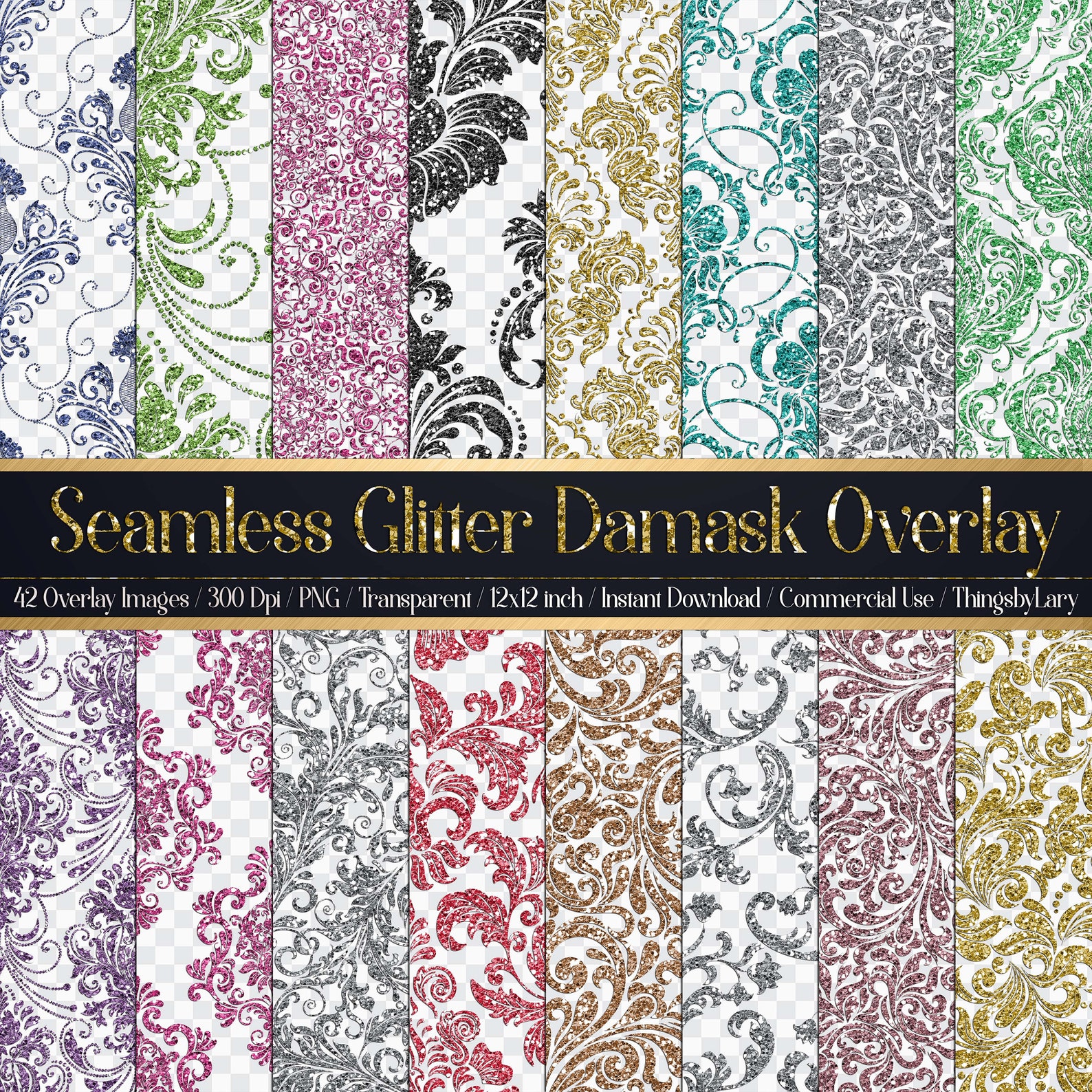42 Various Glitter Seamless Damask Ornament Overlay Images - Etsy