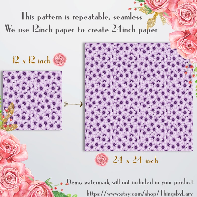100 Seamless Daisy Flowers Digital Papers Commercial Use Daisy ...