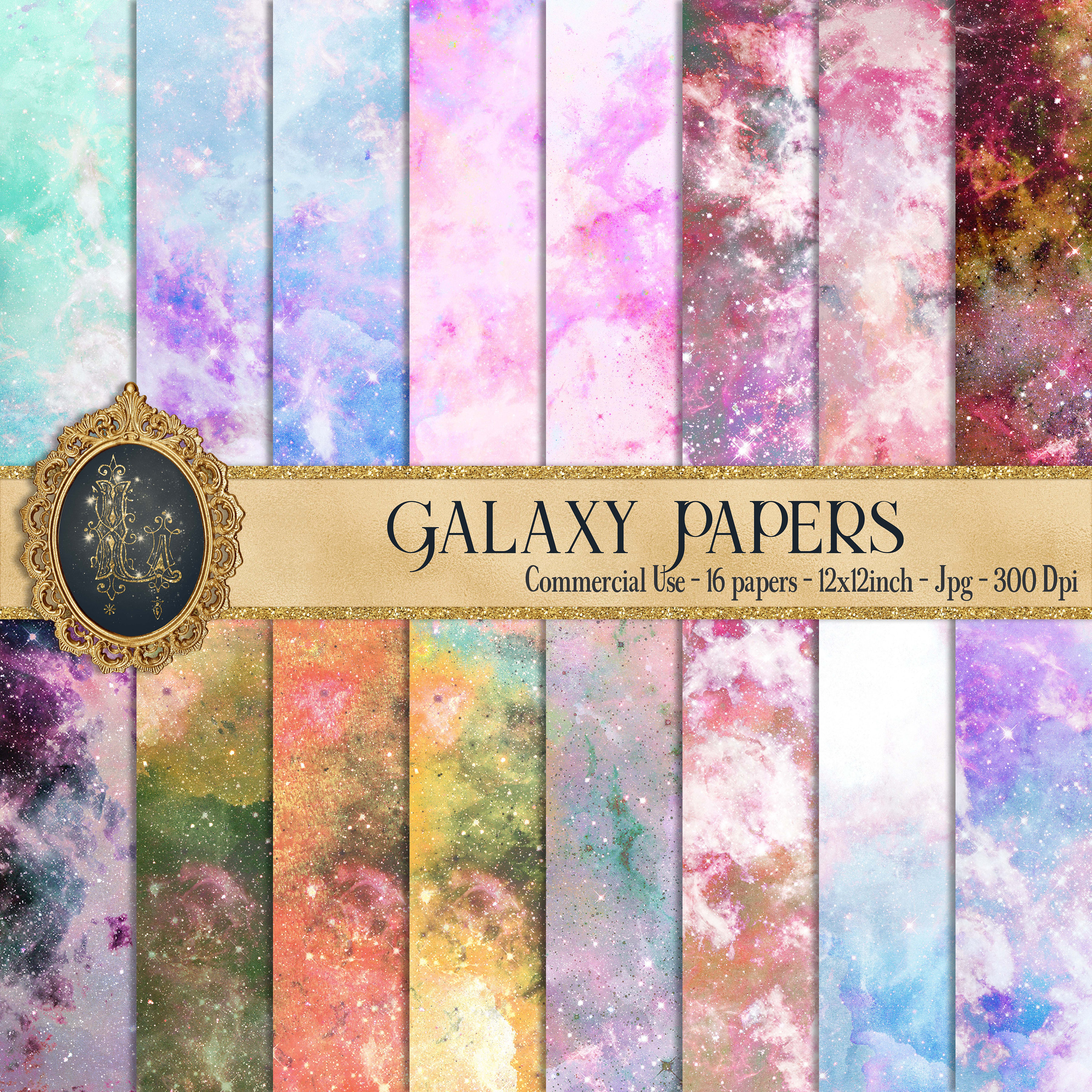 16 Galaxy Digital Papersgalaxy Paper300 Dpiinstant - Etsy