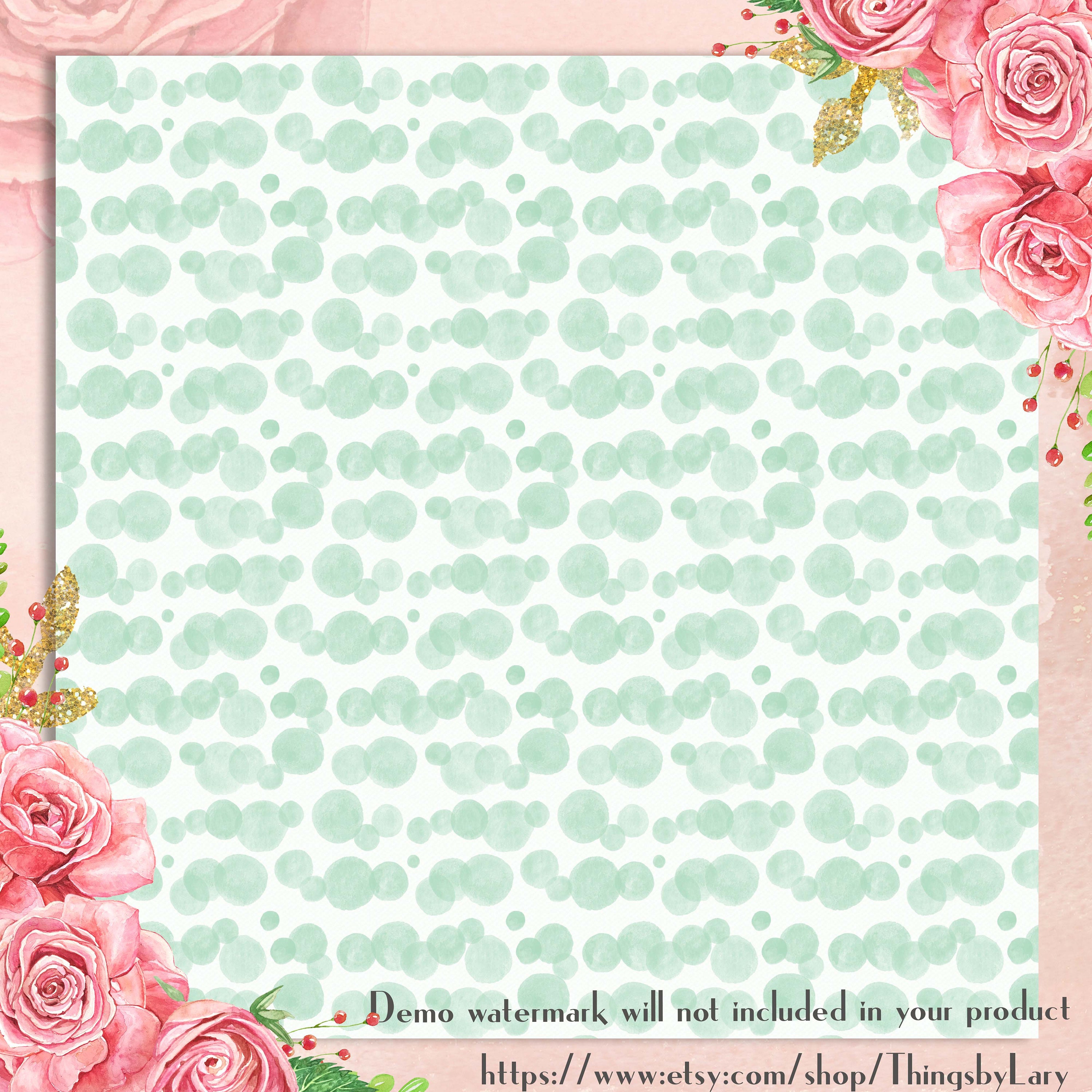 100 Seamless Watercolor Bokeh Dot Paper 2 in 12" X 12", 300 Dpi Planner ...