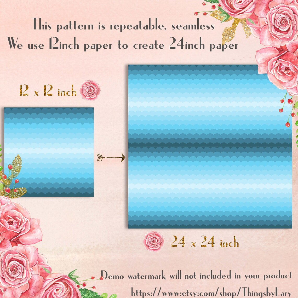100 Seamless Ombre Scale Papers 12 Inch 300 Dpi Instant Download ...