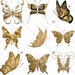 15 Gold Glitter Foil Butterfly Clip Arts 300 Dpi Instant Download ...