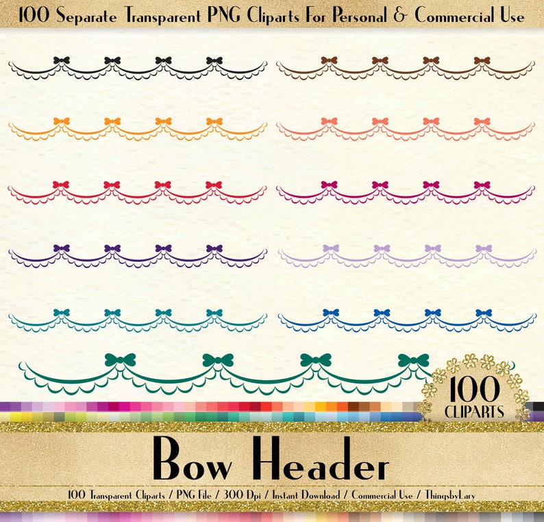 100 Bow Header Clipart, Bow Frame Clipart, 100 Header Clipart, 100 PNG ...