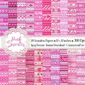 20 Seamless Realistic Pink Ugly Sweater Pattern Digital Papers ...