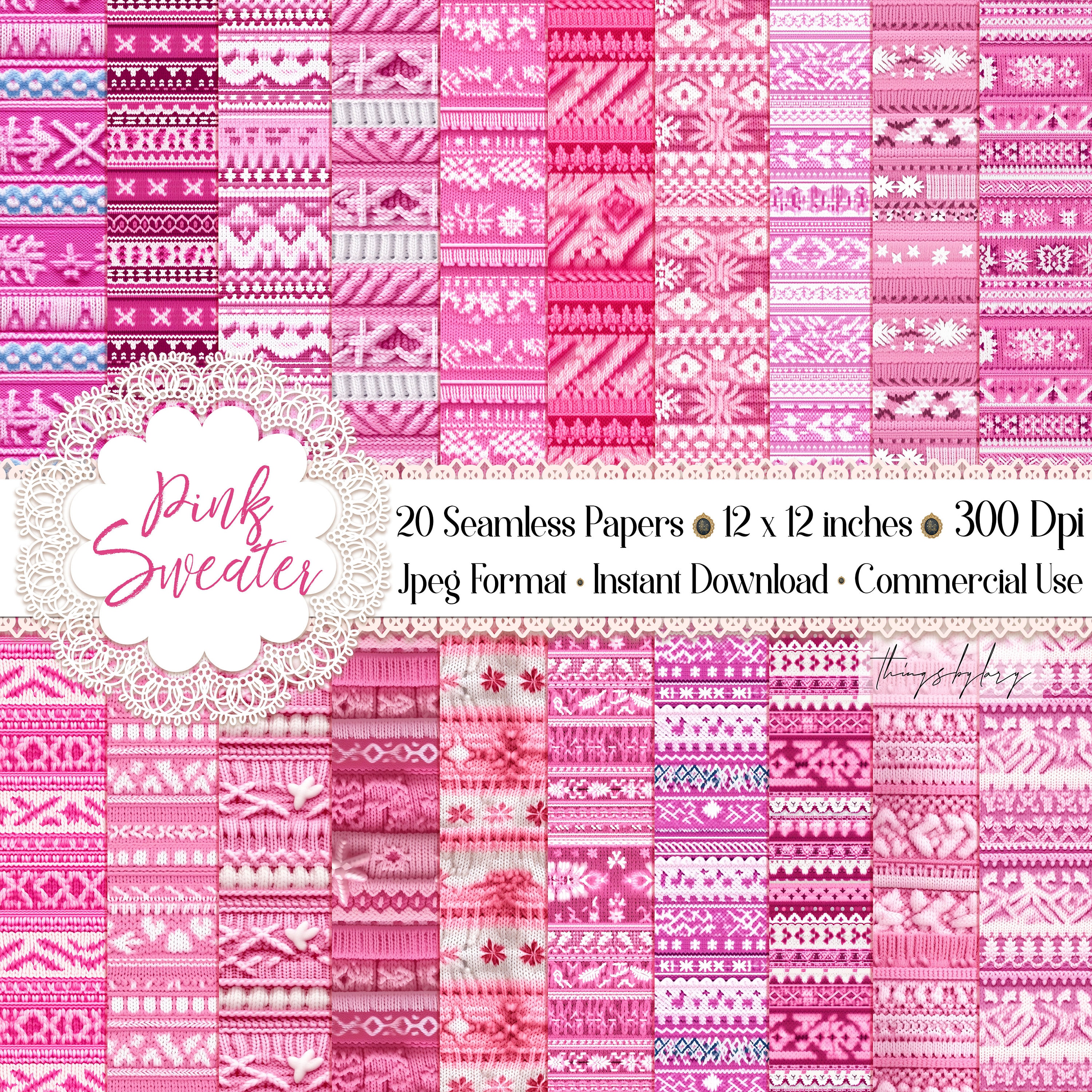 20 Seamless Realistic Pink Ugly Sweater Pattern Digital Papers ...