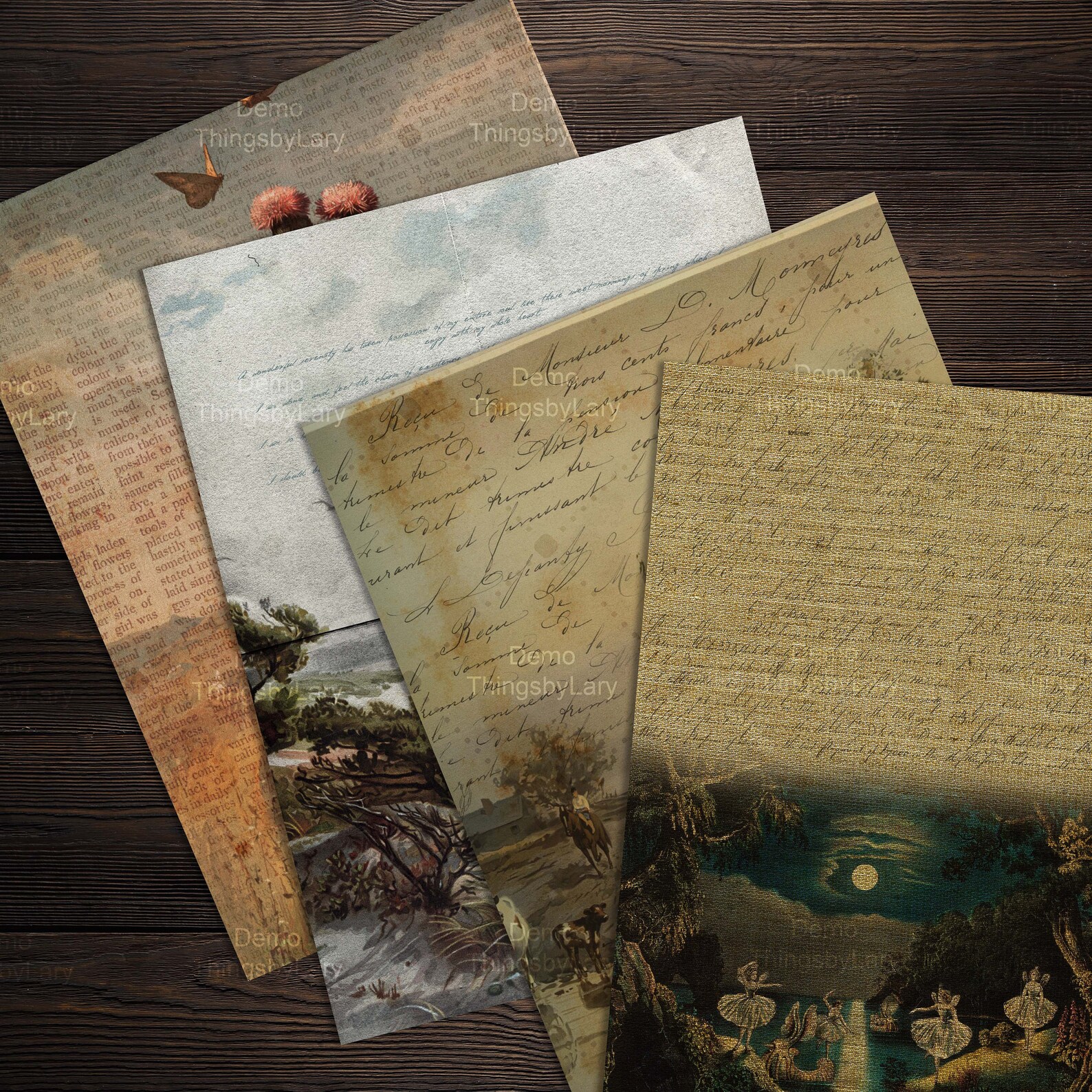 16 Vintage Landscape Travel Postcard Nature Digital Papers 8.5x11" 300 ...