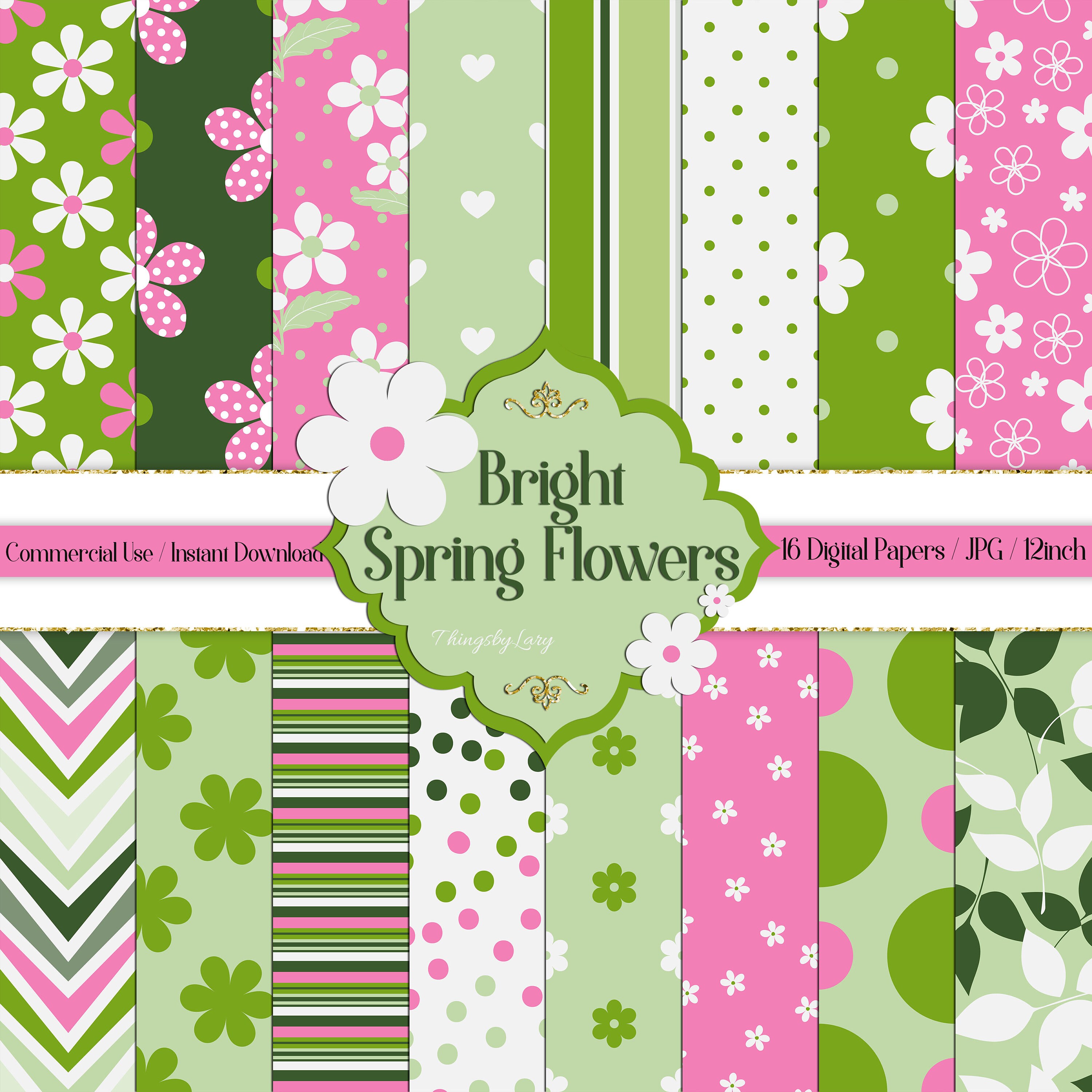 16 Seamless Bright Spring Flower Papers in 12inch 300 Dpi - Etsy