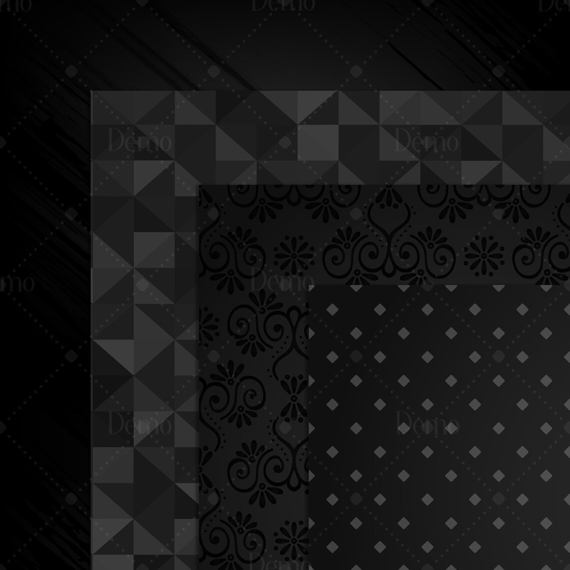 16 Black Luxury Pattern Digital Papers 12inch 300 Dpi Commercial Use ...