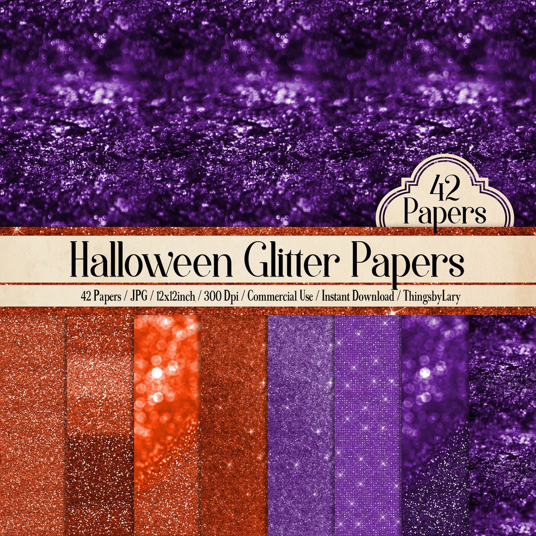 42 Halloween Glitter Papers 12 Inch, 300 Dpi Planner Paper, Commercial ...