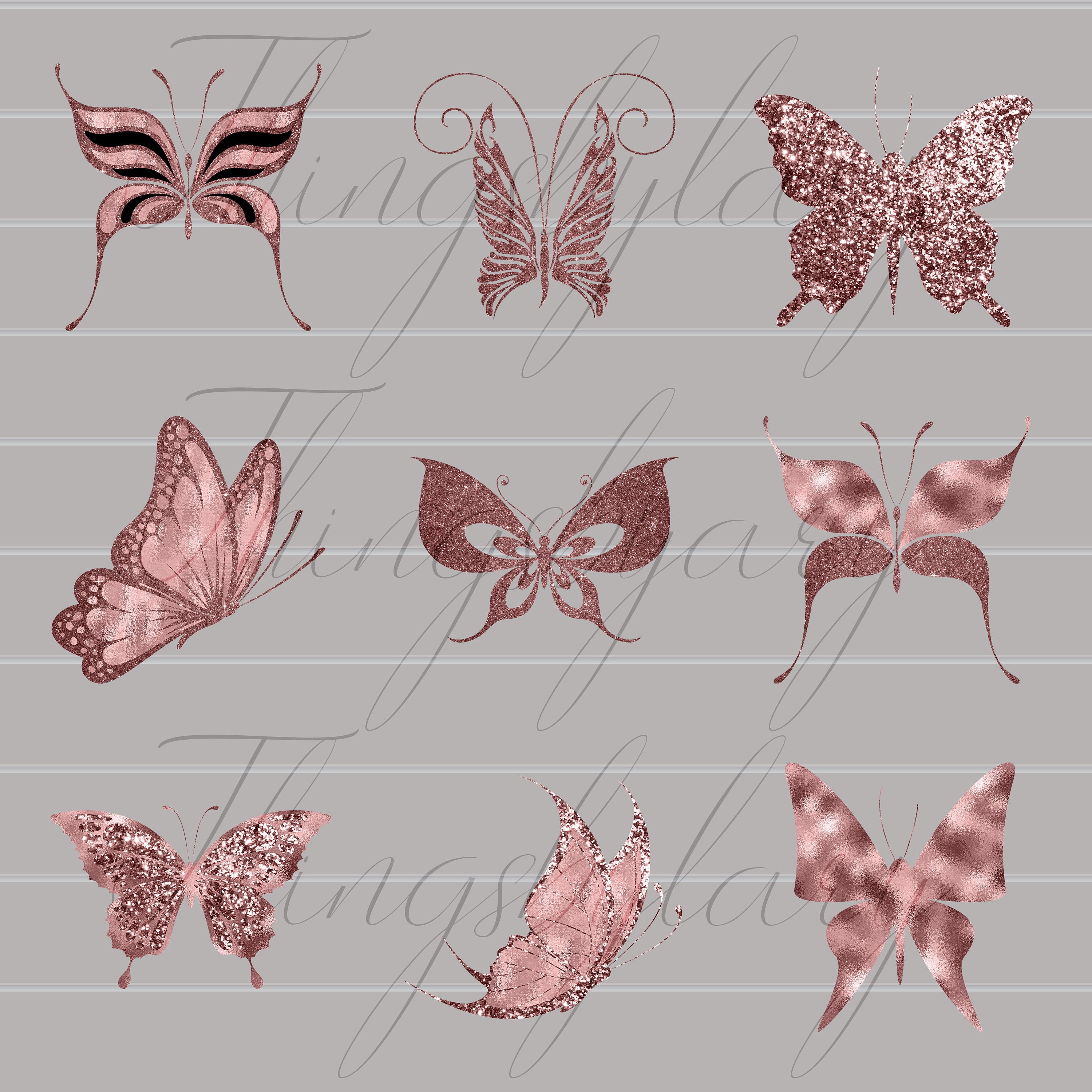 30 Rosegold Glitter Foil Butterfly Digital Images 300 Dpi - Etsy