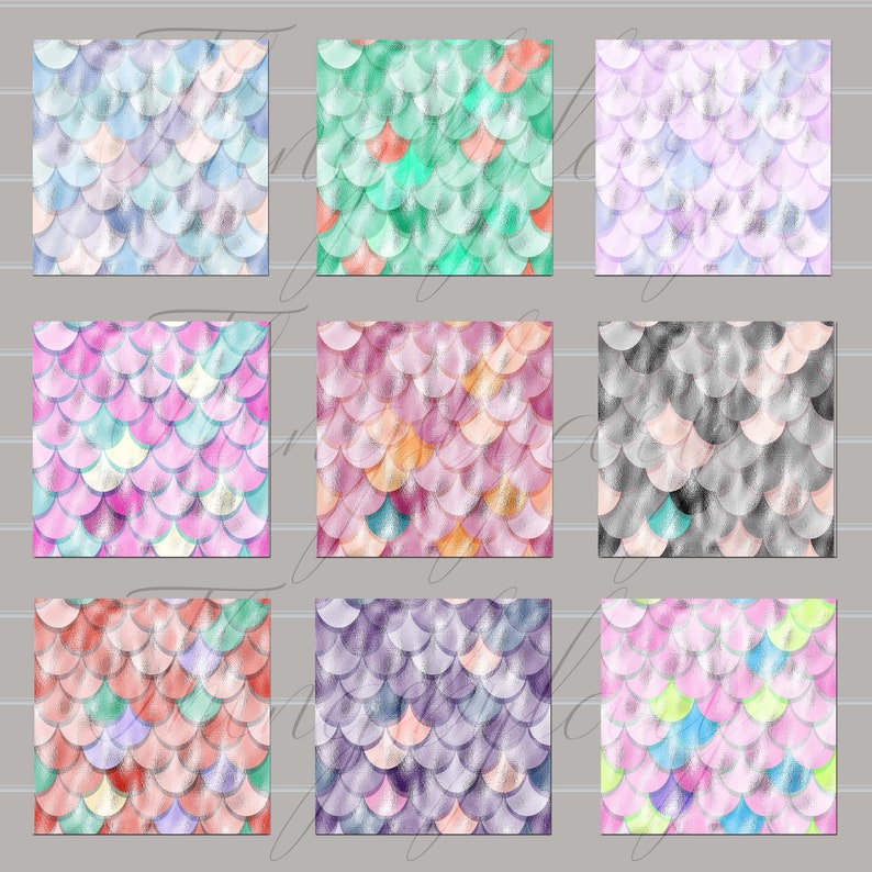 26 Seamless Foil Mermaid Dragon Fish Scale Digital Papers | Etsy