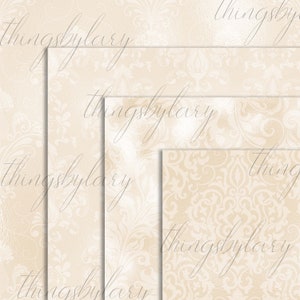 16 Pearl Wedding Luxury Damask Digital Papers 12x12" Foil Damask Pearl ...