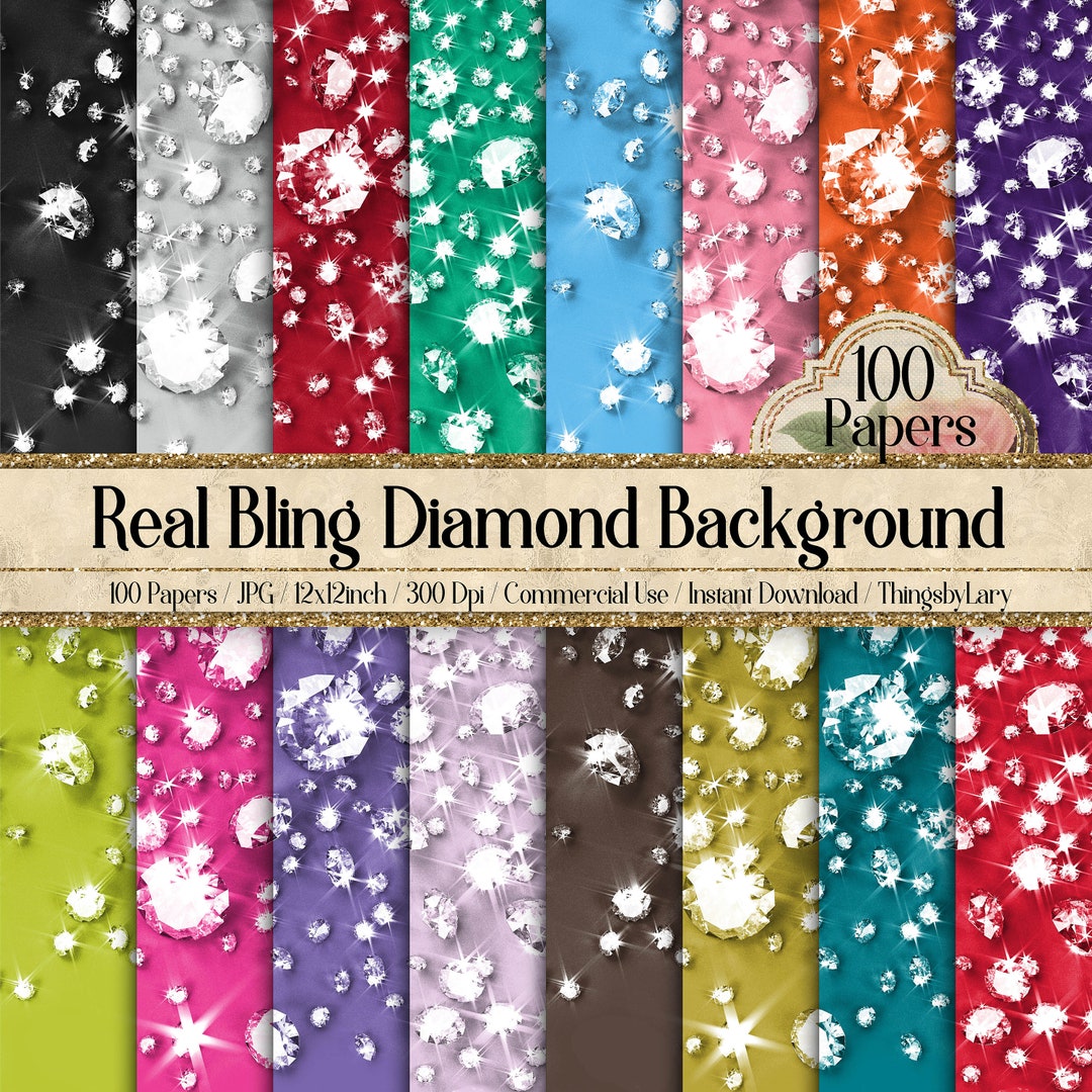 100 Bling Bling Real Diamond Background Digital Papers 12x12" 300 Dpi ...