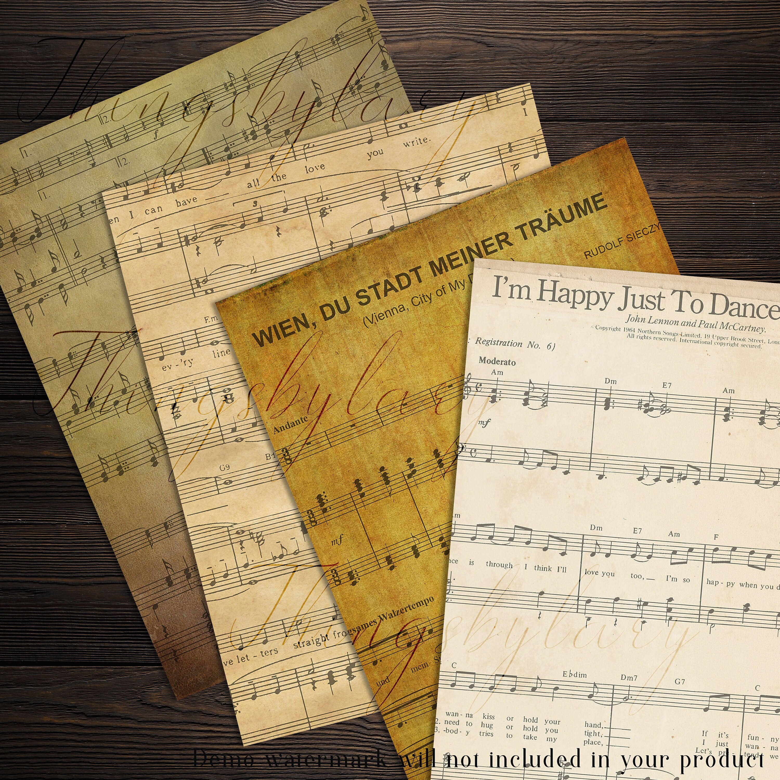 16 Antique Music Sheet Papers 8.5x11 in Instant Download Commercial Use 300 Dpi Vintage Music ...