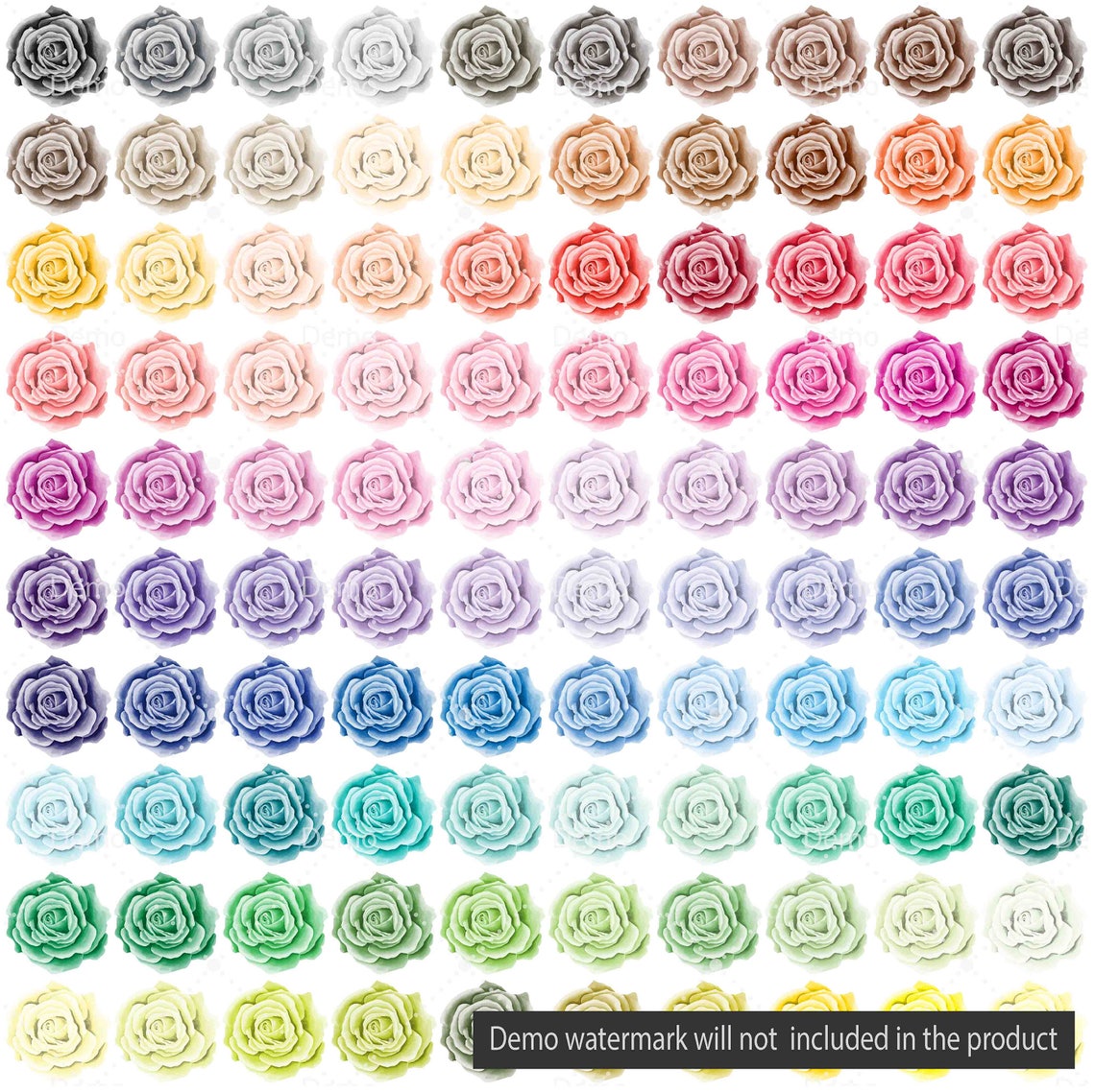 100 Watercolor Rose Clipart, Rose Clipart, Watercolor Clipart, Love ...