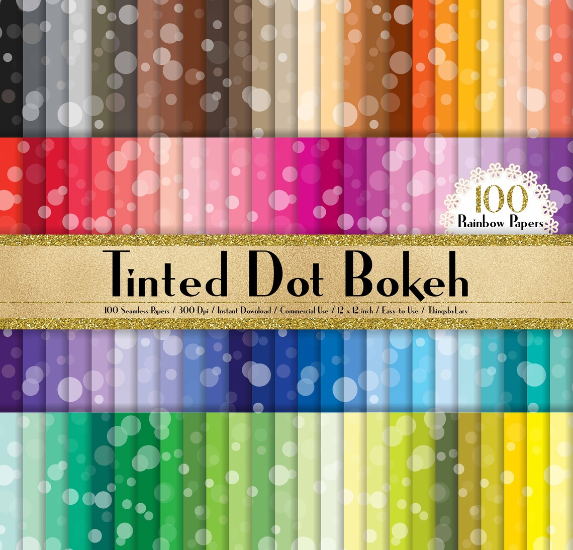 100 Seamless Tinted Dot Bokeh Background Papers in 12 X - Etsy