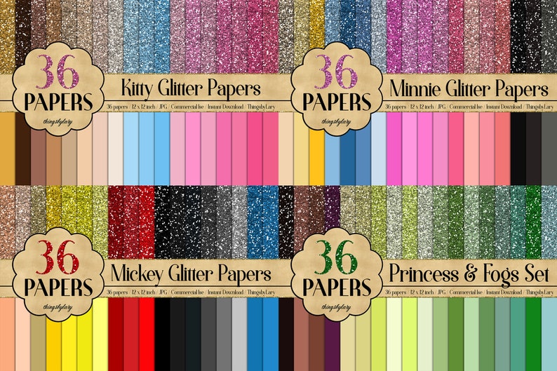 70% OFF 432 Papers, Princess Papers, Kid Theme Glitter Papers, Solid ...