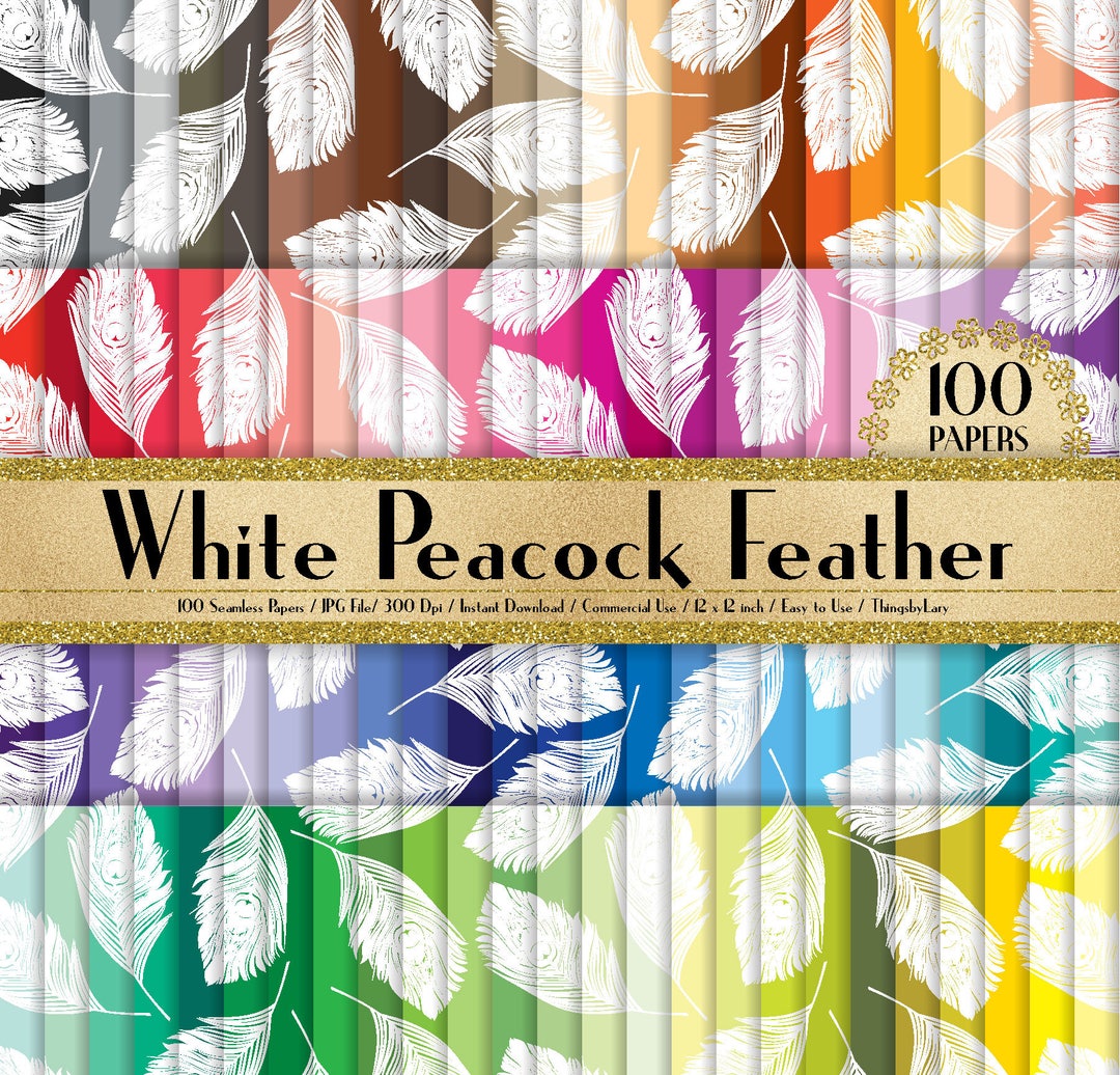 100 Seamless Peacock Feather Digital Papers,peacock Digital Paper ...