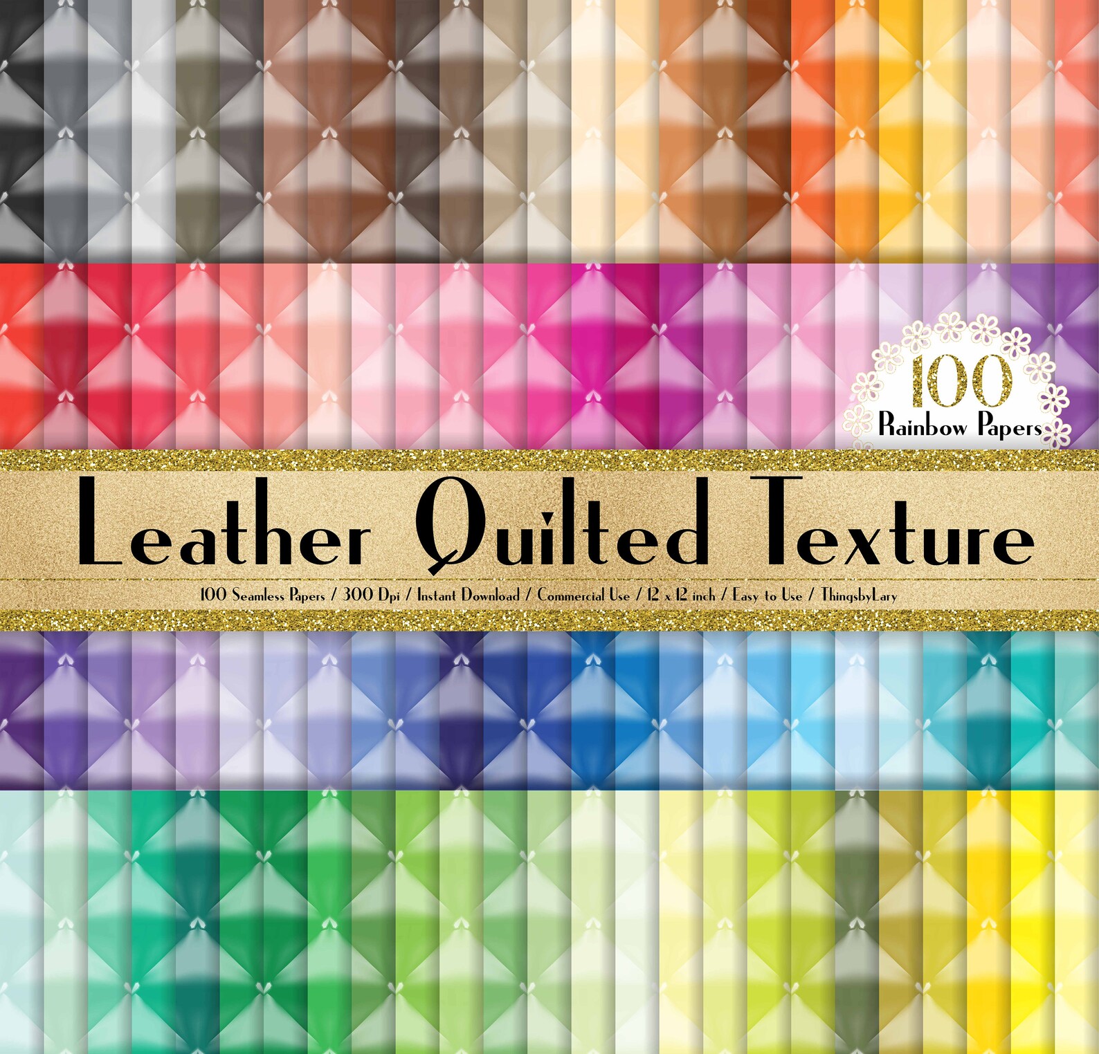 100 Seamless Leather Quilted Texture Papers in 12" X 12", 300 Dpi ...