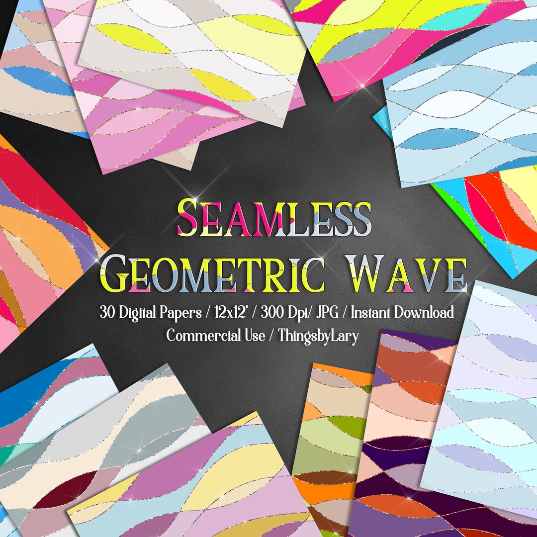 30 Seamless Colorful Geometric Wave Digital Papers 12x12" 300 Dpi ...