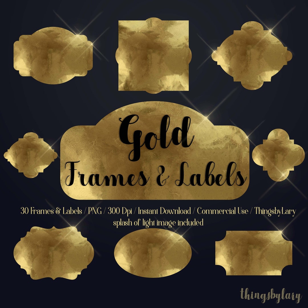 30 Luxury Real 24k Gold Frames Clip Arts 300 Dpi PNG Transparent ...