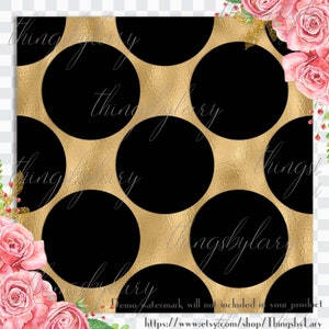 16 Luxury Black and Gold Polka Dot Digital Papers, Commercial Use ...