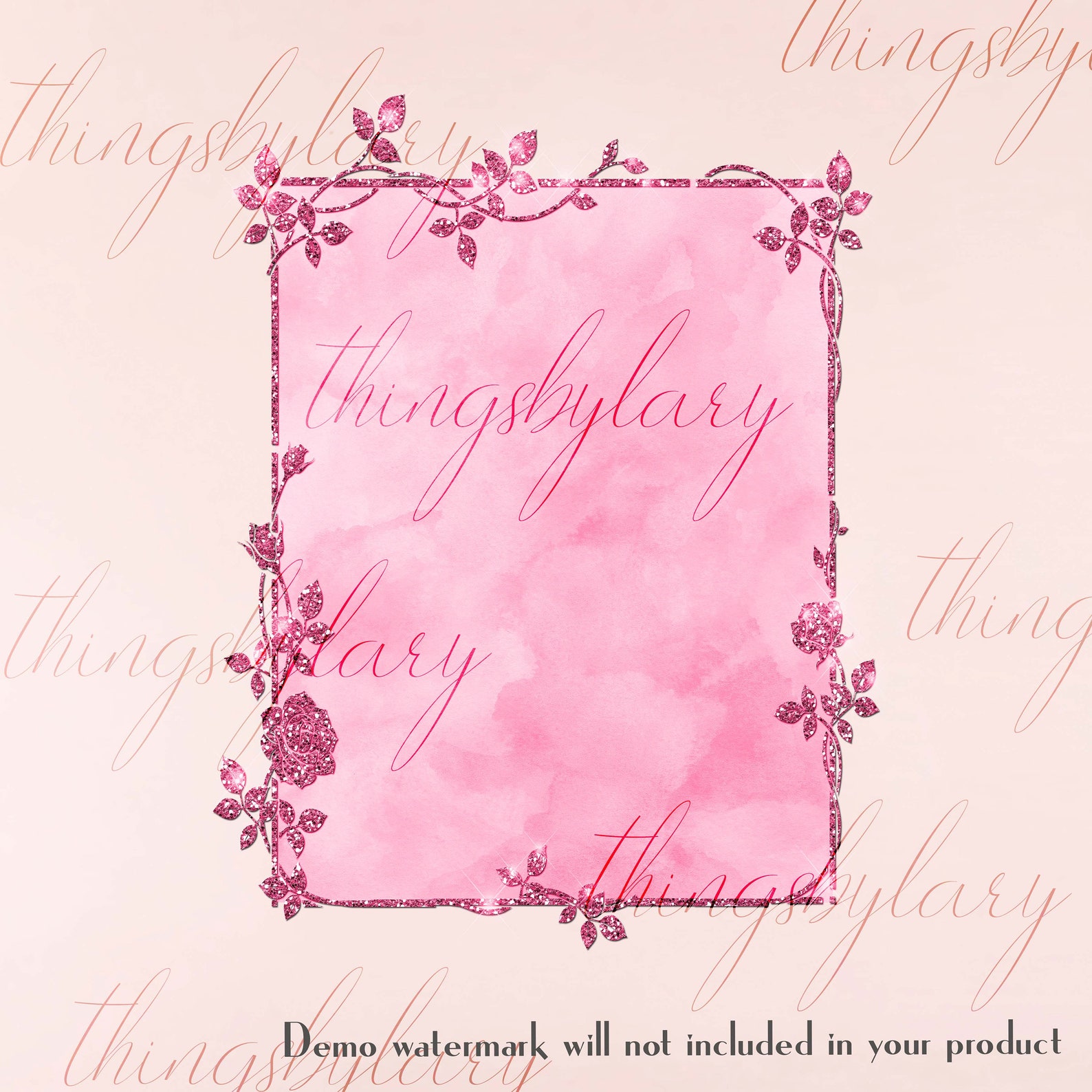 254 Glitter & Watercolor Floral Frames 8.5x11 Clip Arts PNG 300 Dpi ...