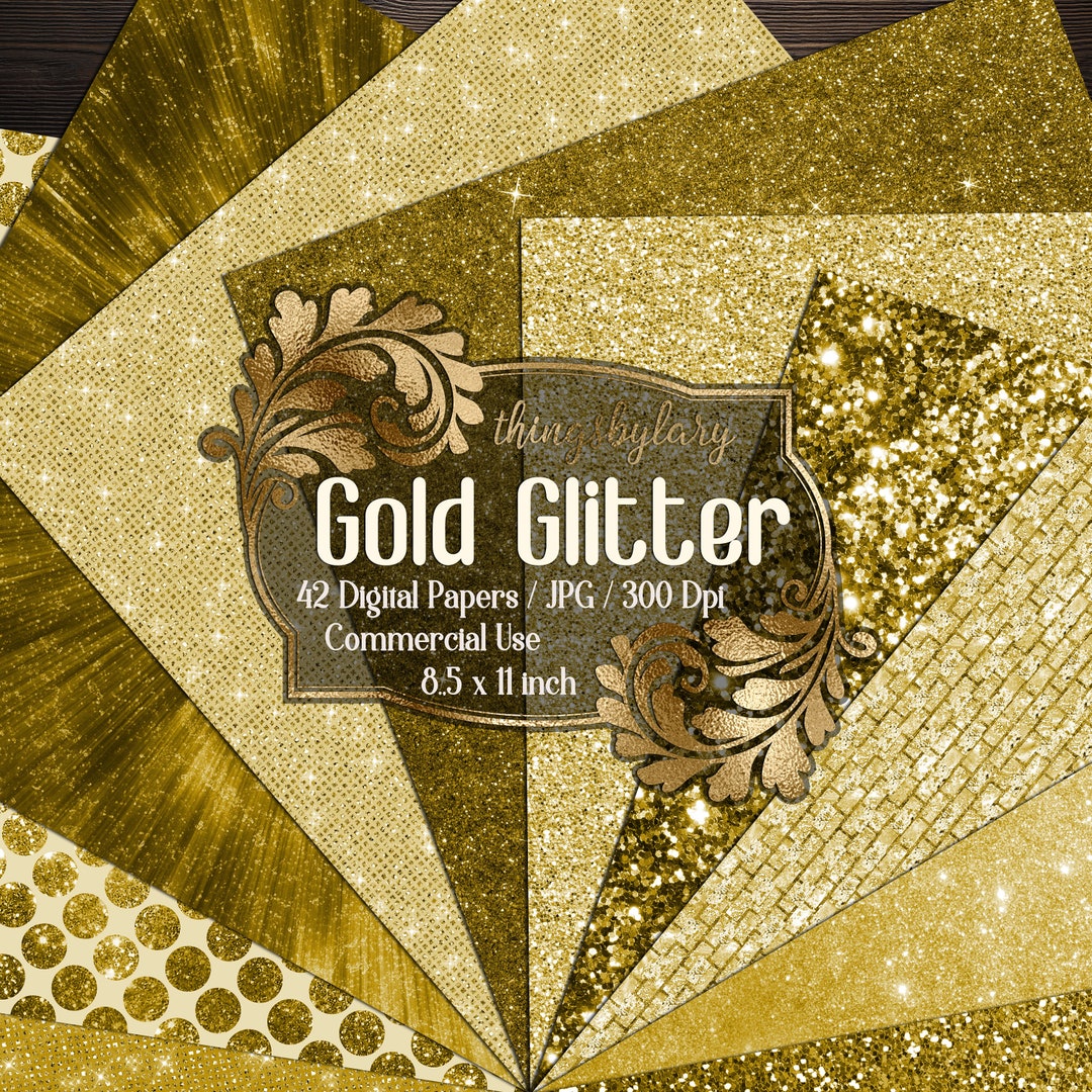 42 Gold Glitter Papers 8.5 X 11 Inch, 300 Dpi Planner Paper Commercial ...
