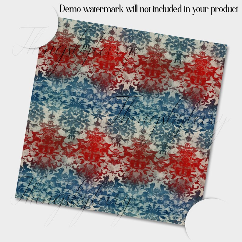 30 Seamless Vintage Red and Blue 4th July Damask Digtal Papers 12" 300 ...