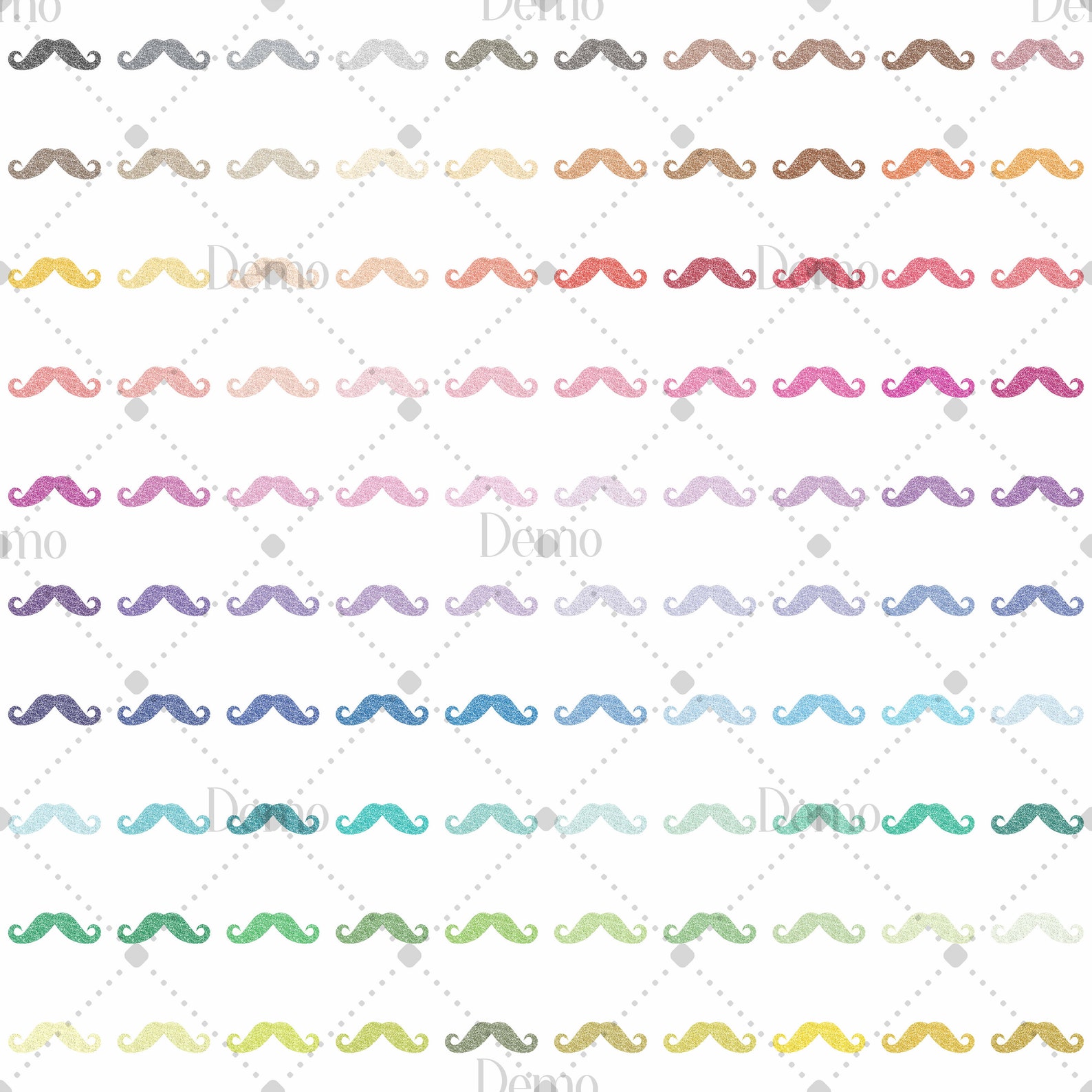 100 Glitter Moustache Clip Arts PNG Transparent Instant - Etsy