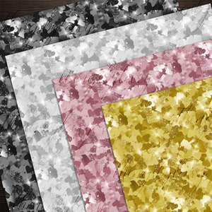 100 Seamless Glitter Hearts Pattern Digital Papers Commercial Use Heart ...