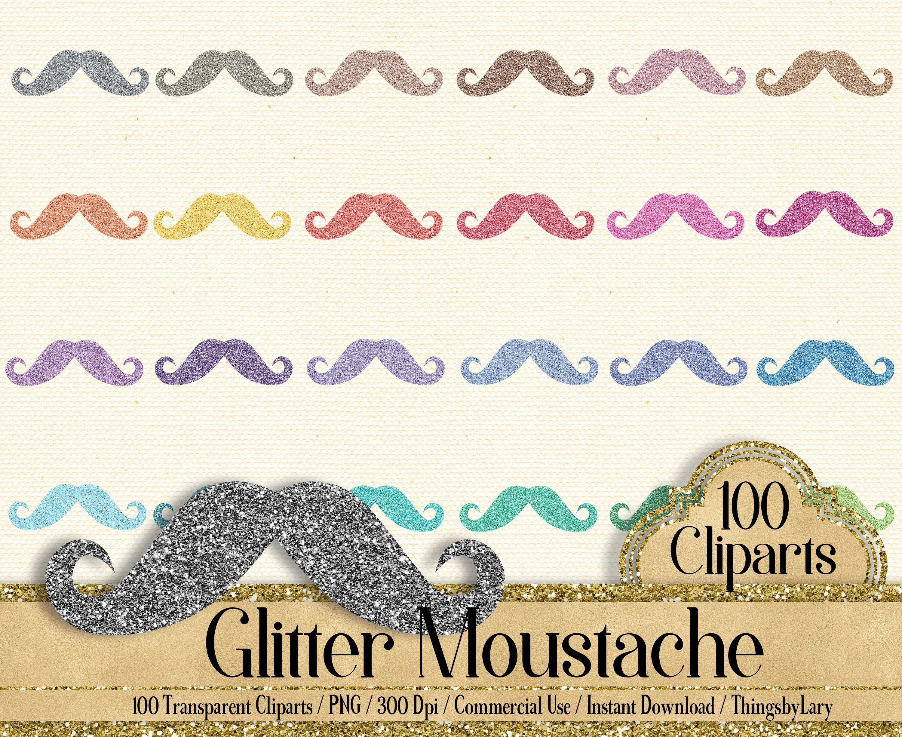 Glitter Mustache Clip Art 50 Glitter Top Hats High Res Illustrations