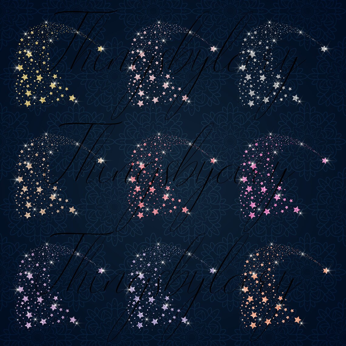 16 Glowing Glitter Comet Star Galaxy Overlay Images 16 Colors | Etsy