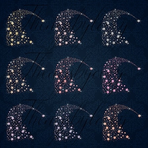 16 Glowing Glitter Comet Star Galaxy Overlay Images, 16 Colors Gold ...