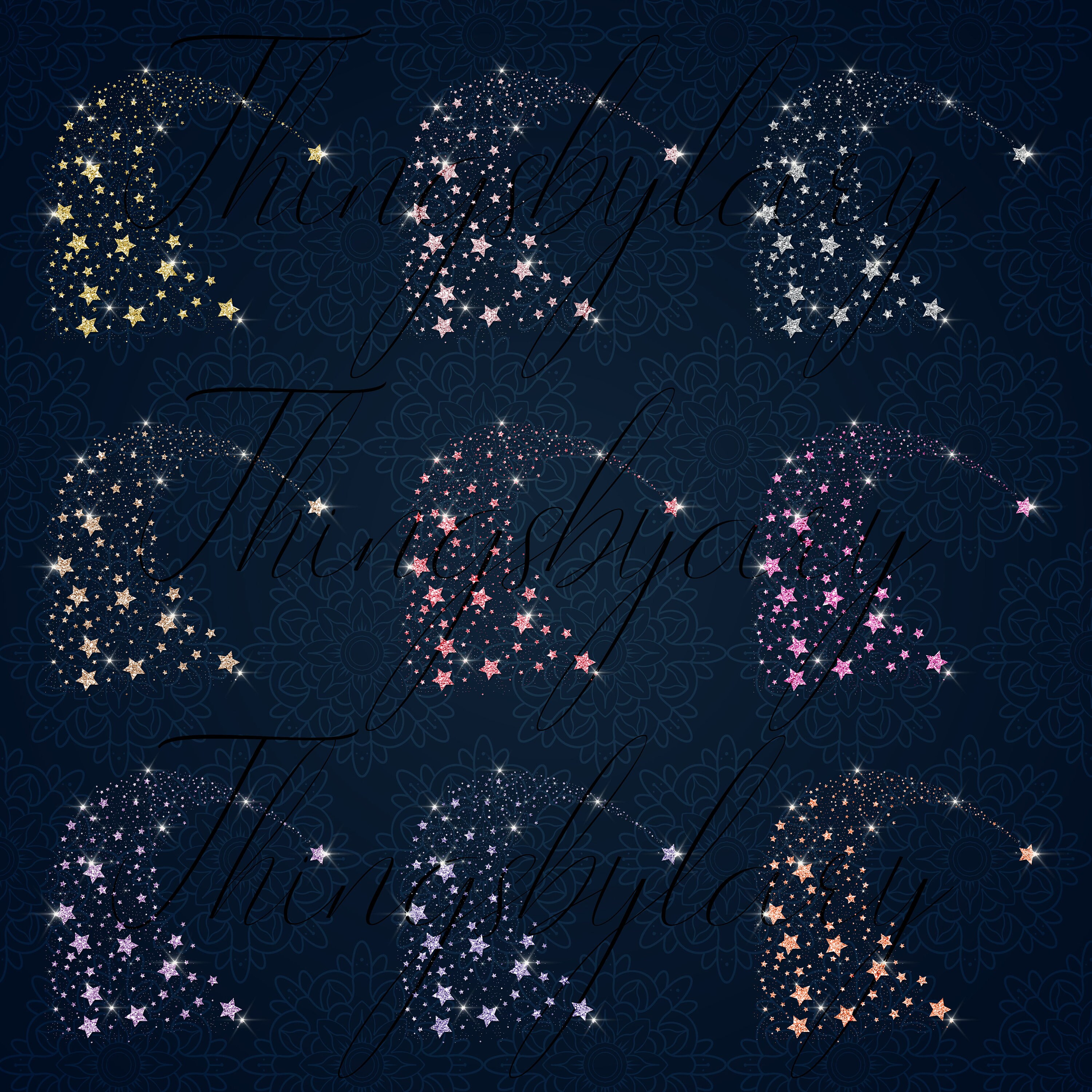 16 Glowing Glitter Comet Star Galaxy Overlay Images 16 Colors | Etsy