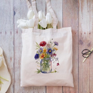 12 Watercolor Wildflower in a Mason Jar Ephemera Isolated Transparent ...