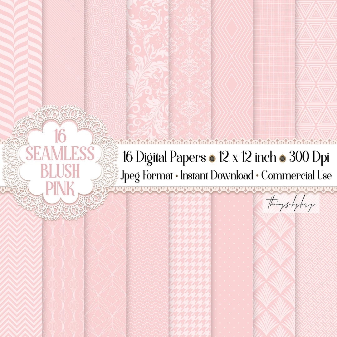 16 Seamless Luxury Blush Pink Digital Papers 300 Dpi Commercial Use ...