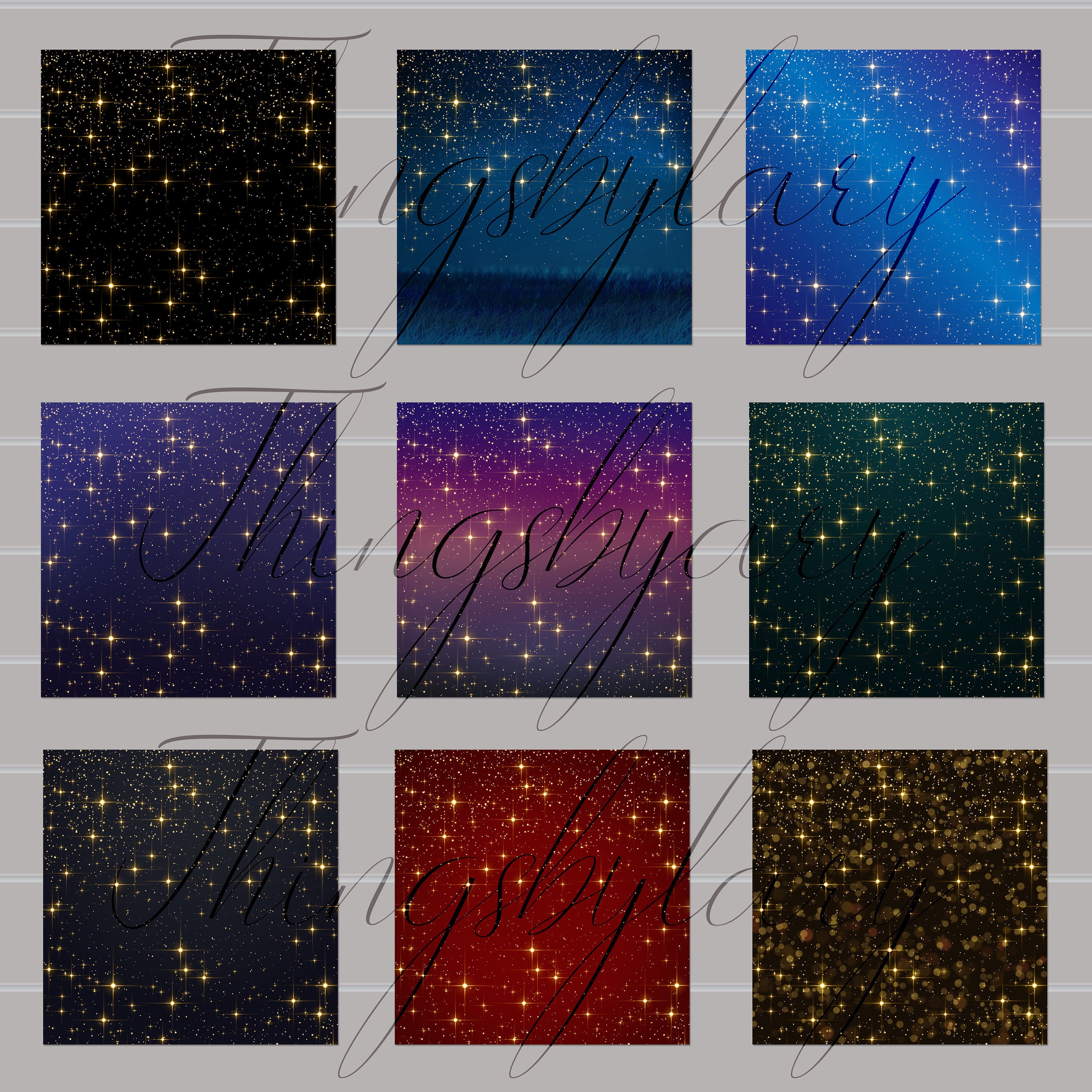 20 Luxury Gold Starry Night Digital Papers,galaxy Paper,300 Dpi,instant ...