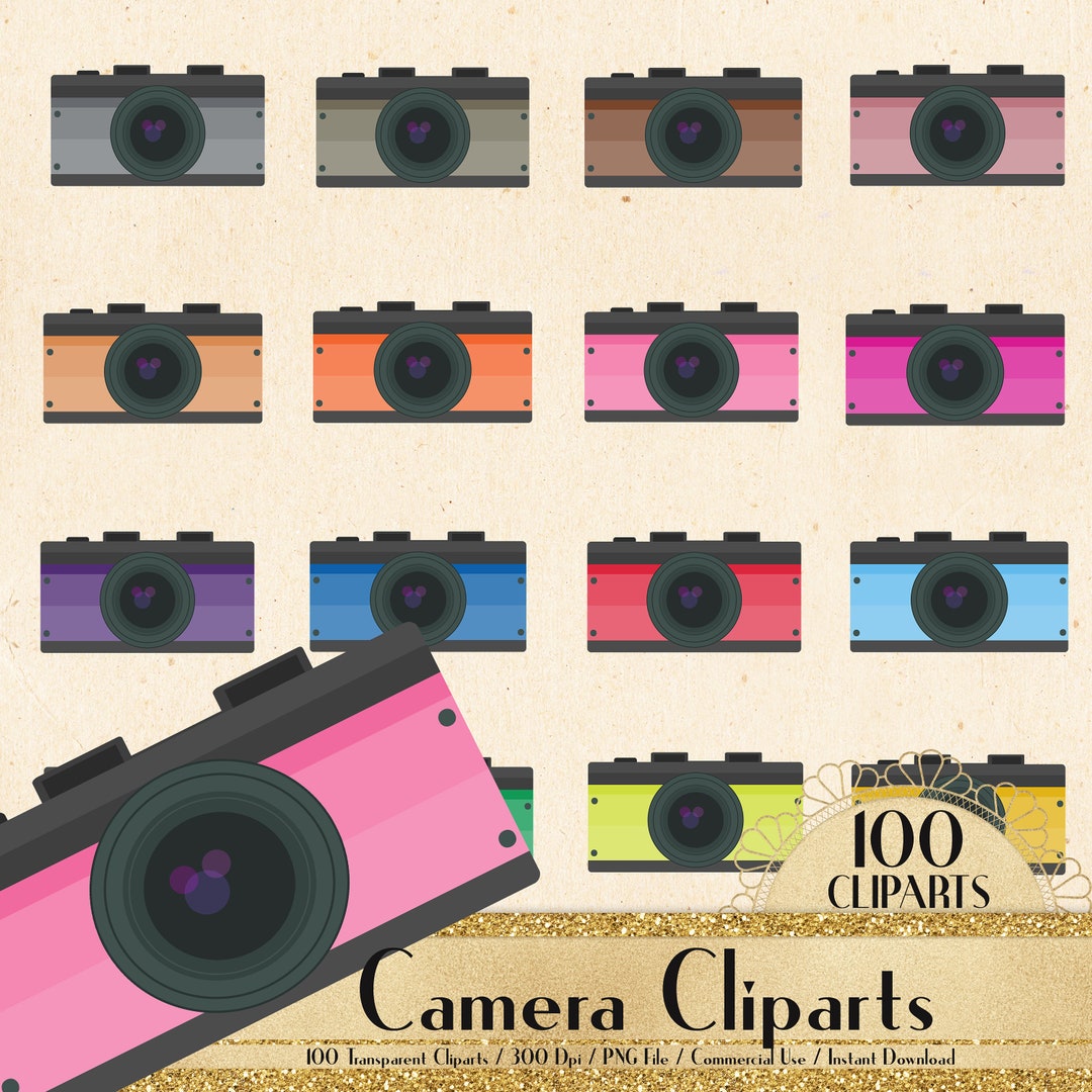 100 Camera Cliparts, Commercial Use, Planner Clipart, Digital Camera ...