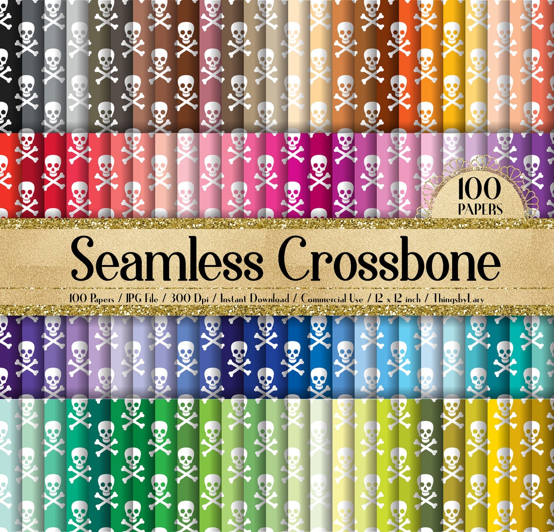 100 Seamless Crosses Bones With Skull Digital Papers 12"x12" 300 Dpi ...