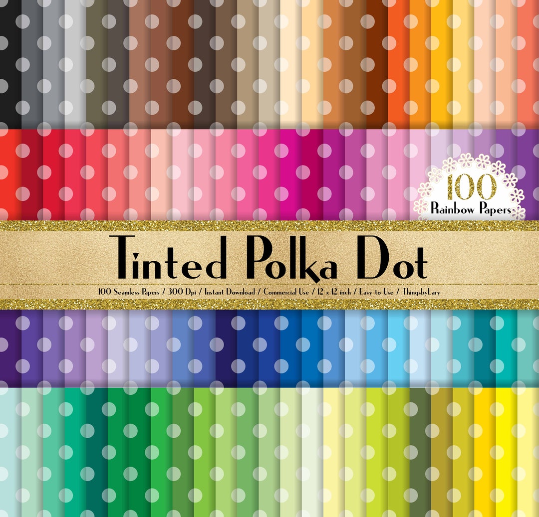 100 Seamless Tinted Polka Dot Papers in 12" X 12", 300 Dpi Planner ...