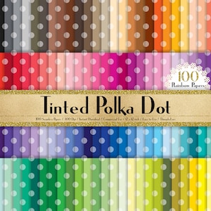 100 Seamless Tinted Polka Dot Papers in 12" X 12", 300 Dpi Planner ...