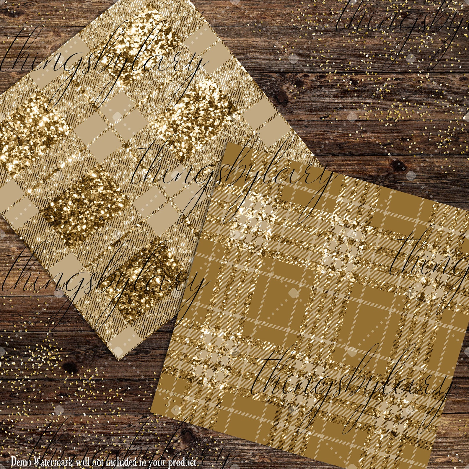 16 Antique Gold Glitter Plaid Tartan Digital Paper Pack 12inch | Etsy