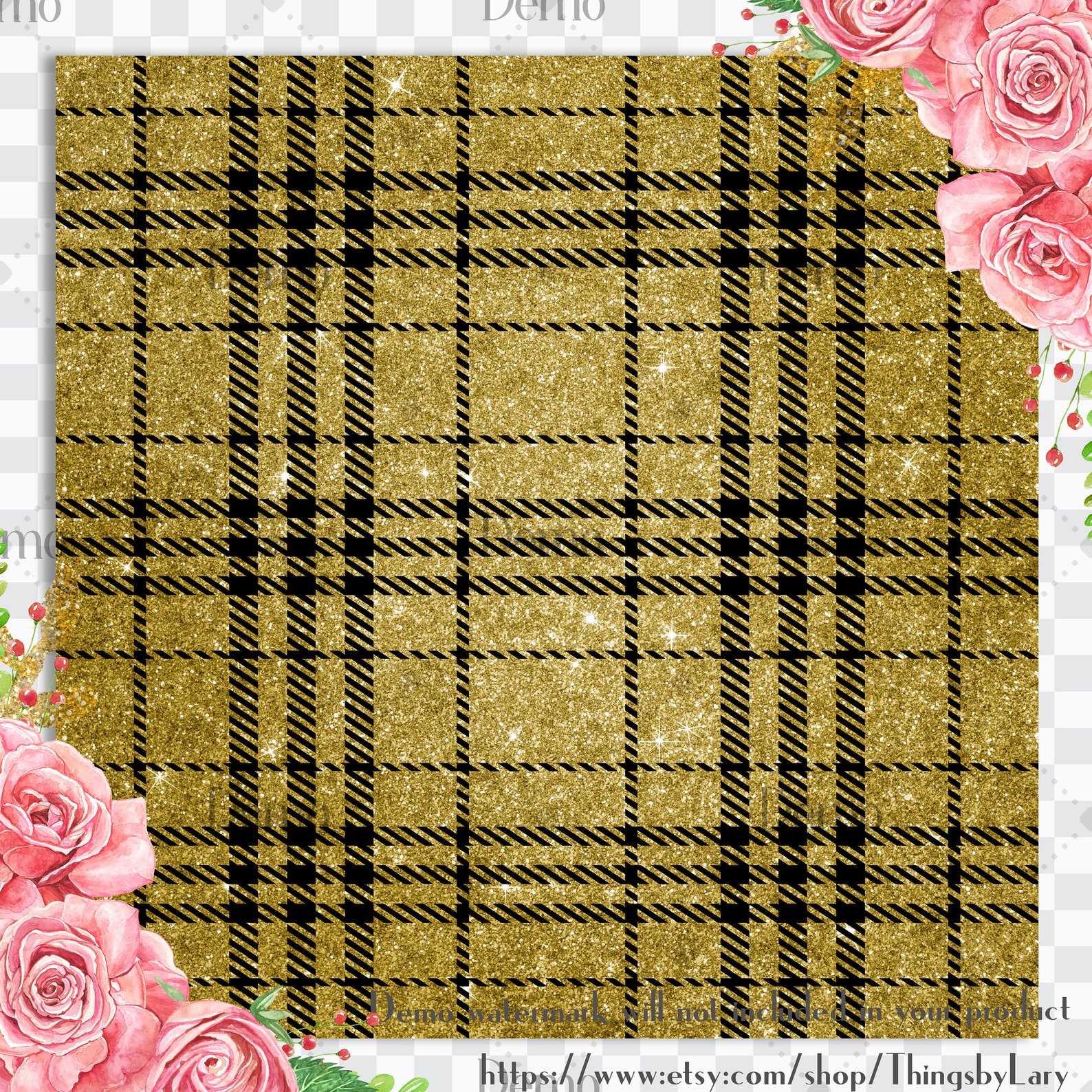 16 Gold Glitter Tartan Plaid Gingham Check Digital Papers - Etsy