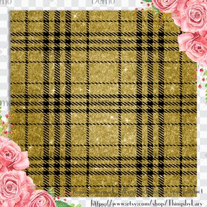 16 Gold Glitter Tartan Plaid Gingham Check Digital Papers 12inch 300 ...