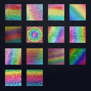 30 Rainbow Shimmering Glitter Digital Papers 12x12" 300 Dpi Instant ...
