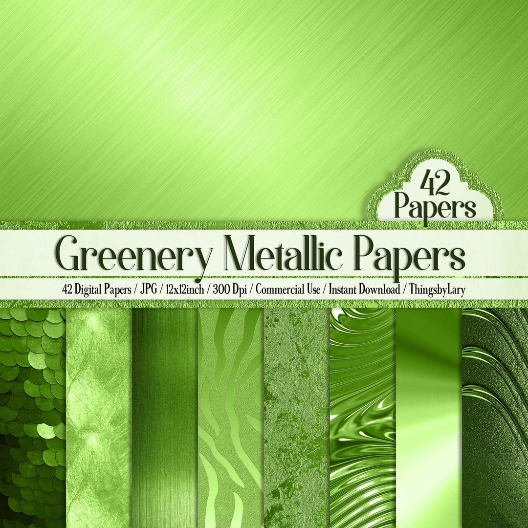 42 Luxury Greenery Metallic Digital Papers 12 Inch 300 Dpi Planner ...