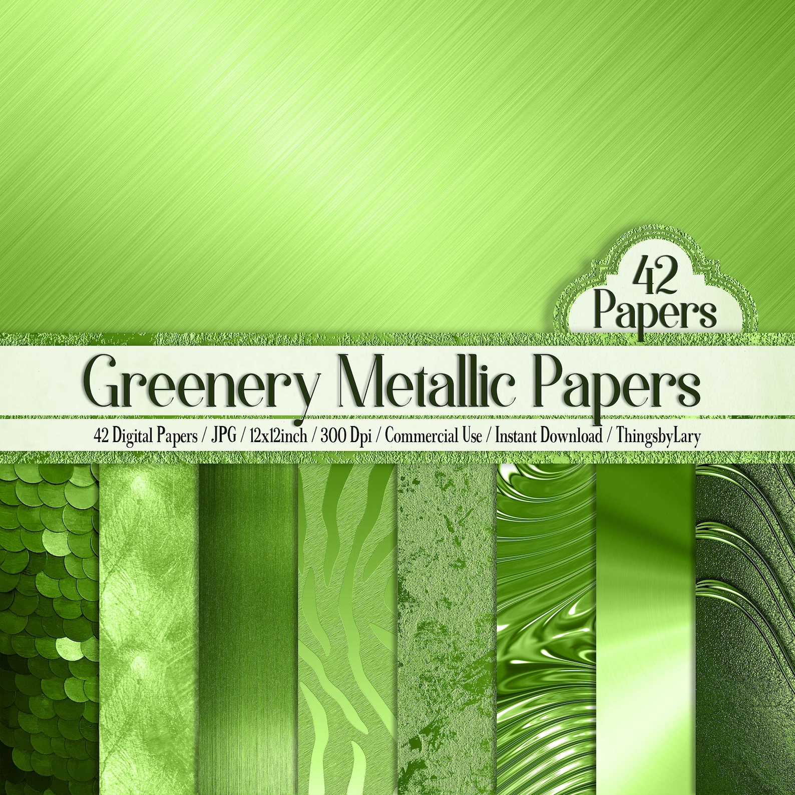 42 Luxury Greenery Metallic Digital Papers 12 Inch 300 Dpi Planner ...