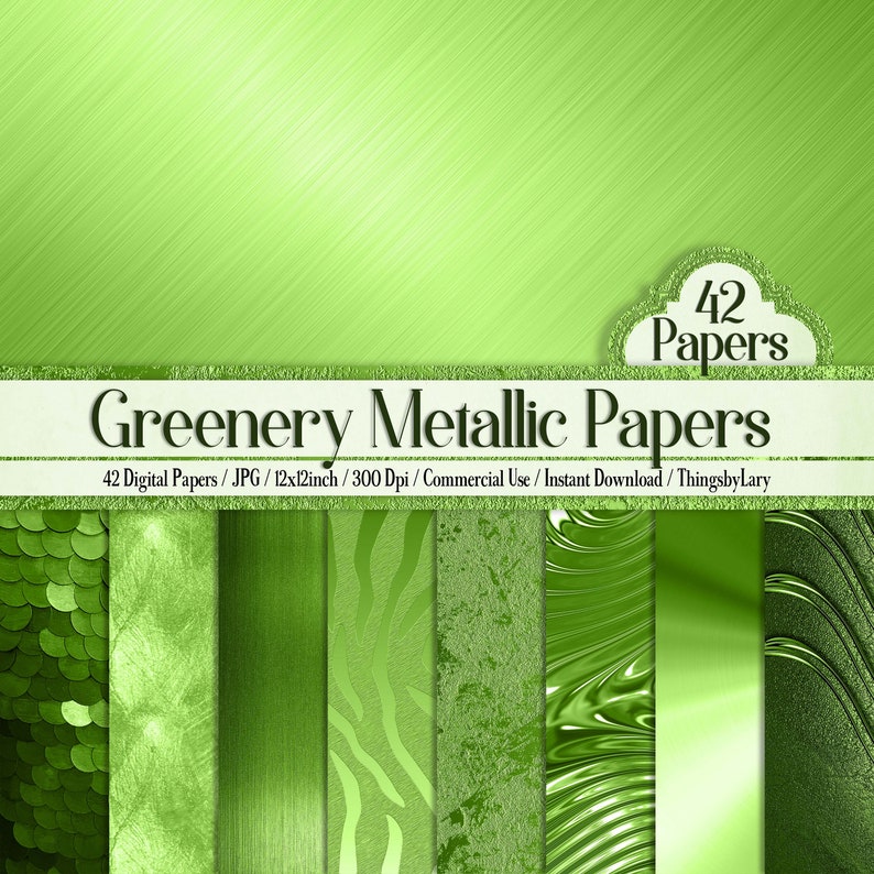 42 Luxury Greenery Metallic Digital Papers 12 Inch 300 Dpi Planner ...