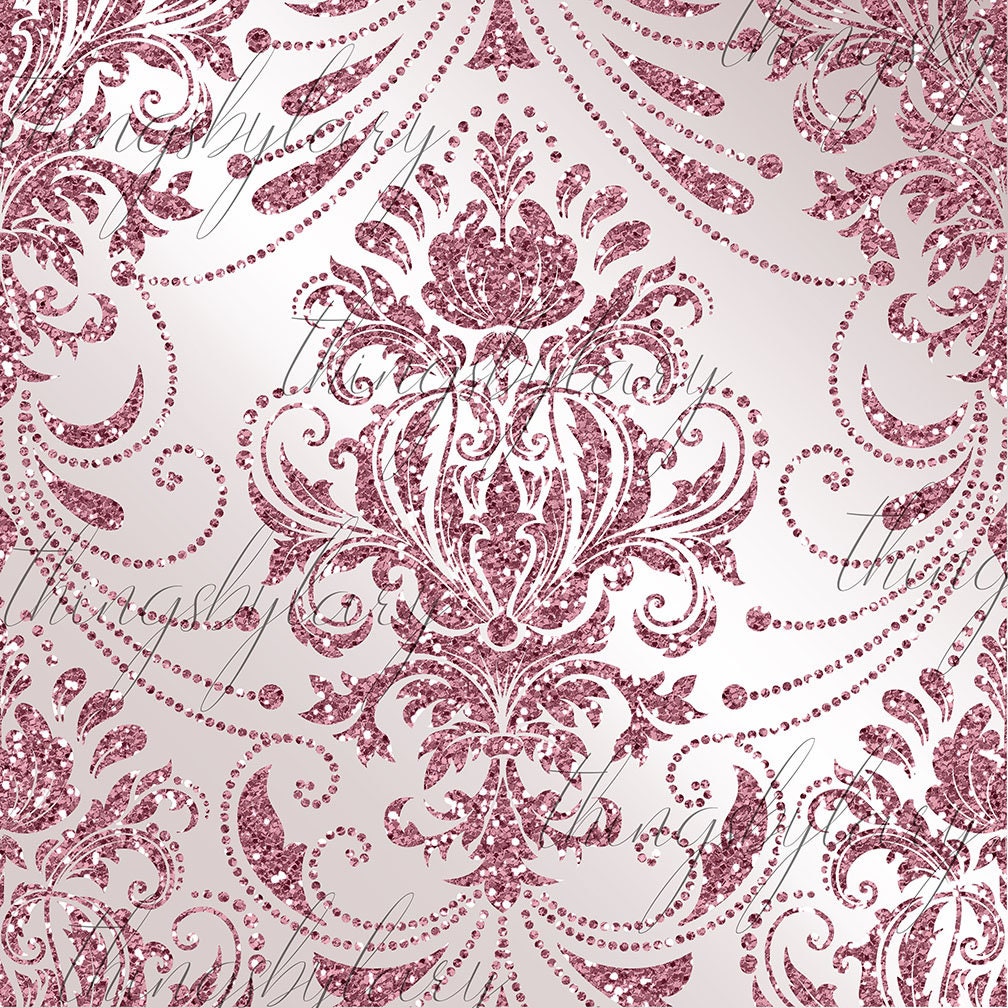 42 Rose Gold Glitter Seamless Damask Ornament Overlays 12in - Etsy